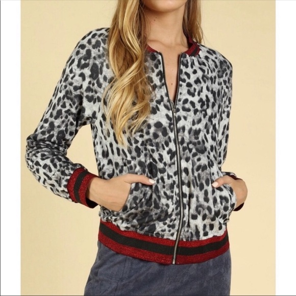 Honey Punch | Jackets & Coats | Nwt Leopard Print Varsity Jacket | Poshmark